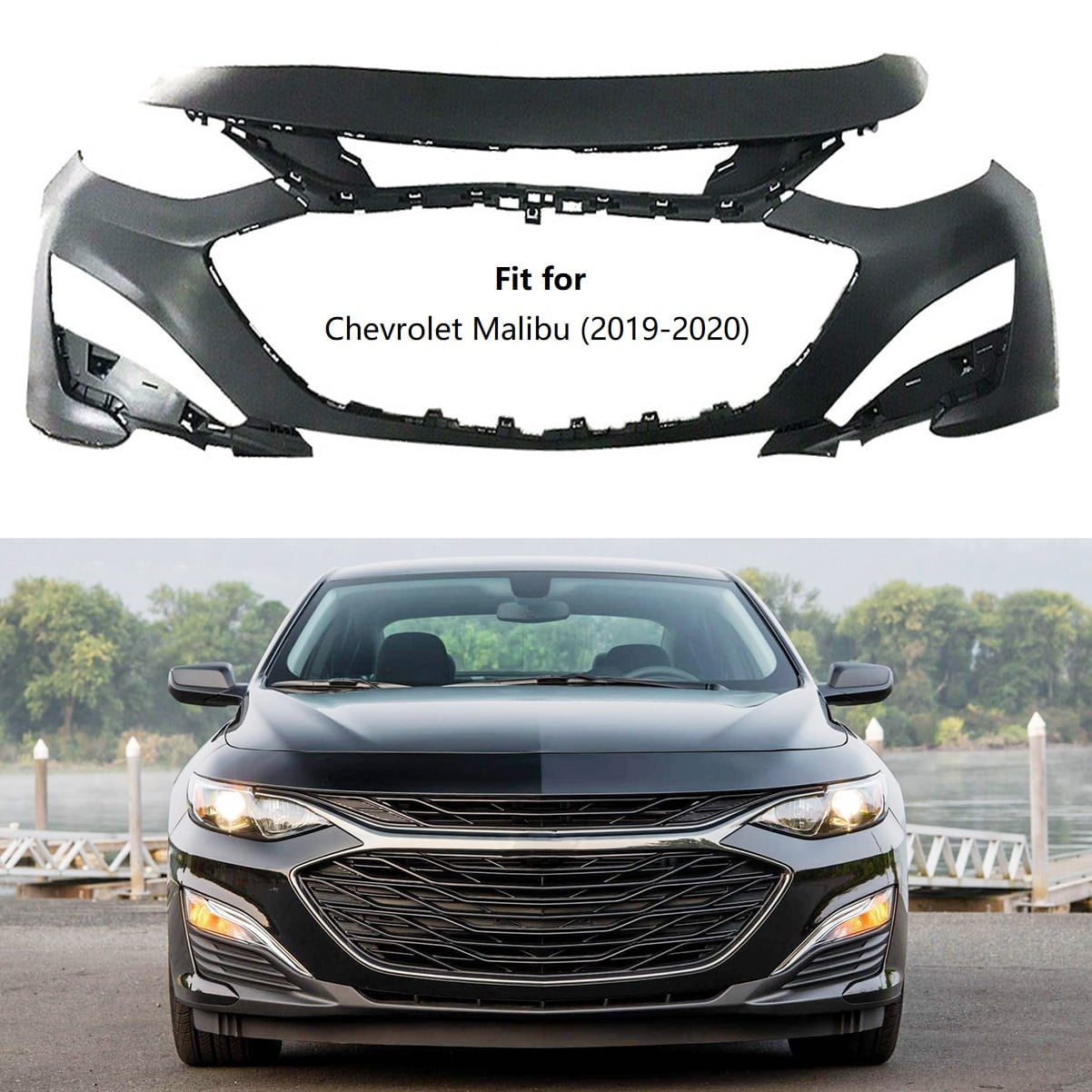 Front Bumper Cover Unpainted Fit for Chevy Chevrolet Malibu (2019-2020 ...