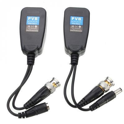 2 Pairs HD-CVI/TVI/AHD Passive Video Balun with Power Connector and RJ45 CAT5 Data Transmitter ...