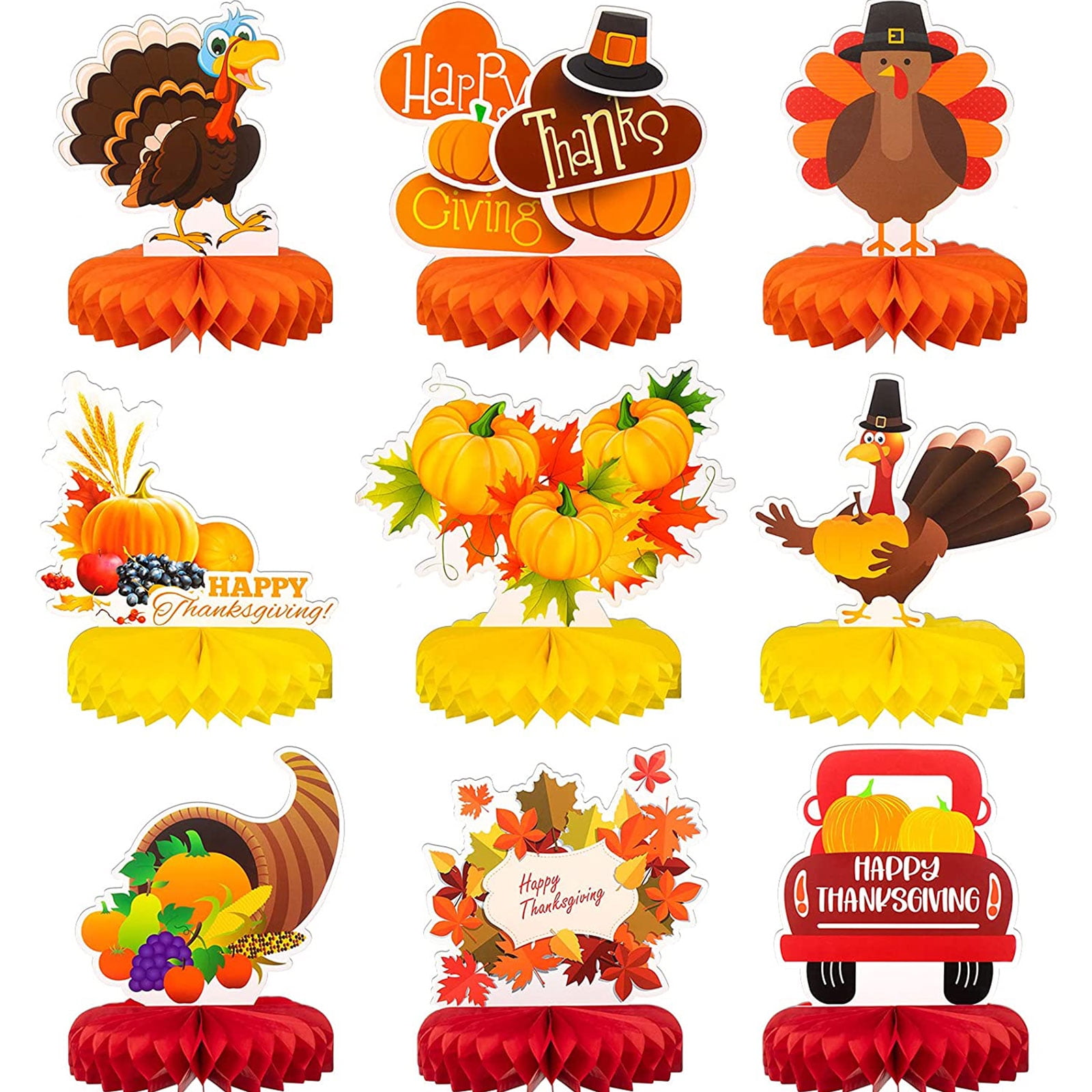 Walmart 9 Pcs Thanksgiving Honeycomb Decorations, Indoor Centerpiece ...