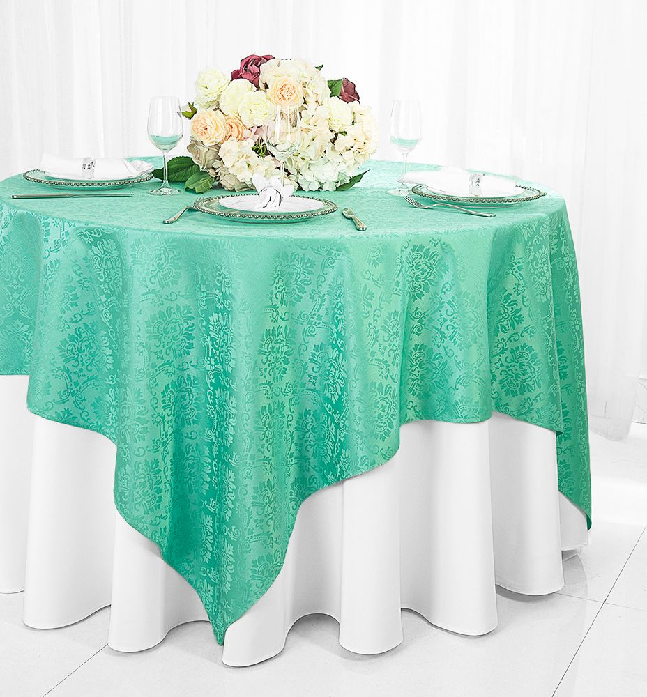 Wedding Linens Inc. 72"x72" Damask Jacquard Polyester Table Overlay ...
