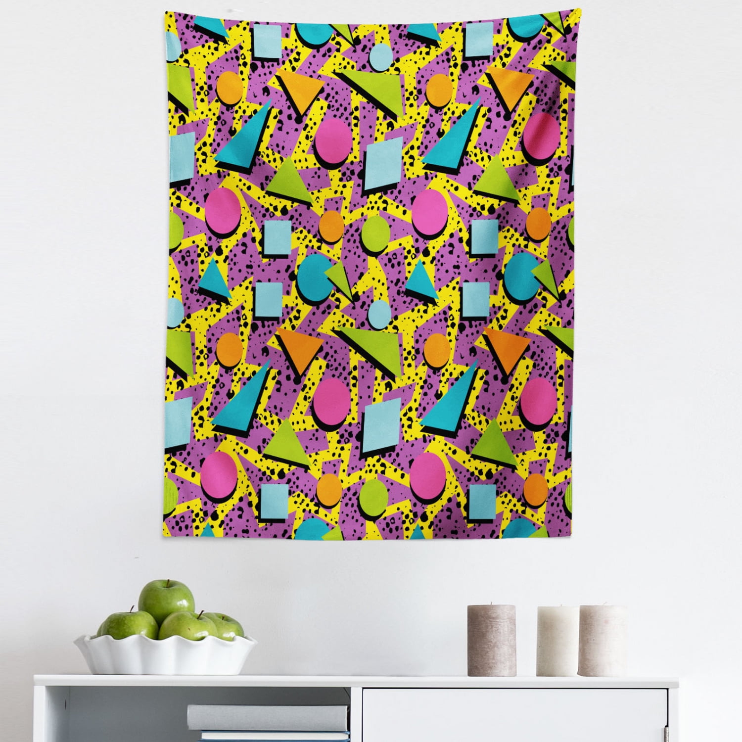 Vintage Tapestry, Funky Geometric 80s Memphis Fashion Style Colorful ...