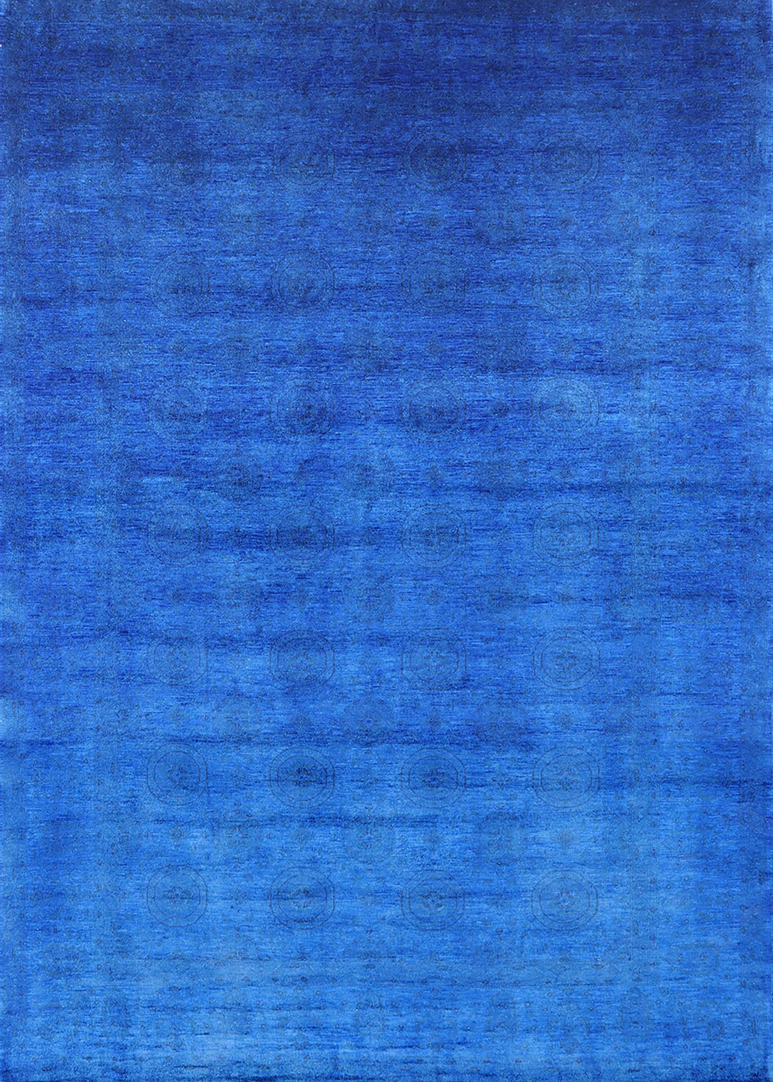 Ahgly Company Indoor Rectangle Mid-Century Modern Neon Blue Oriental ...