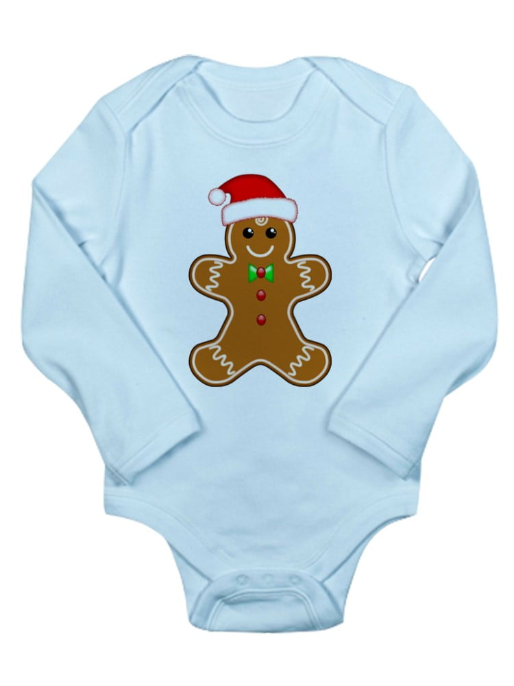 CafePress - Gingerbread Man With Santa Hat Body Suit - Long Sleeve ...