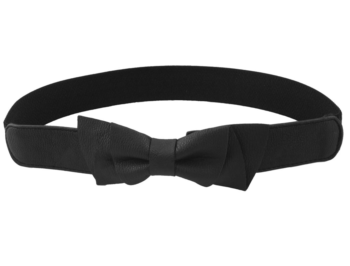 Women Faux Leather Bowknot Black Elastic 1.5" Wide Cinch Belt - Walmart.com