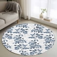Blue Leaf Fruit 3ft Round Rug for Bathroom Accent Bedside Corner, Plant ...