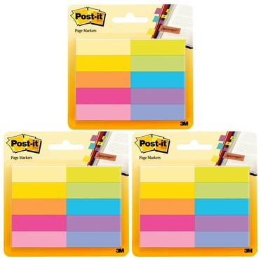Post-it Page Markers, Assorted Colors , 1 in. x 3 in., 3 Pads - Walmart.com