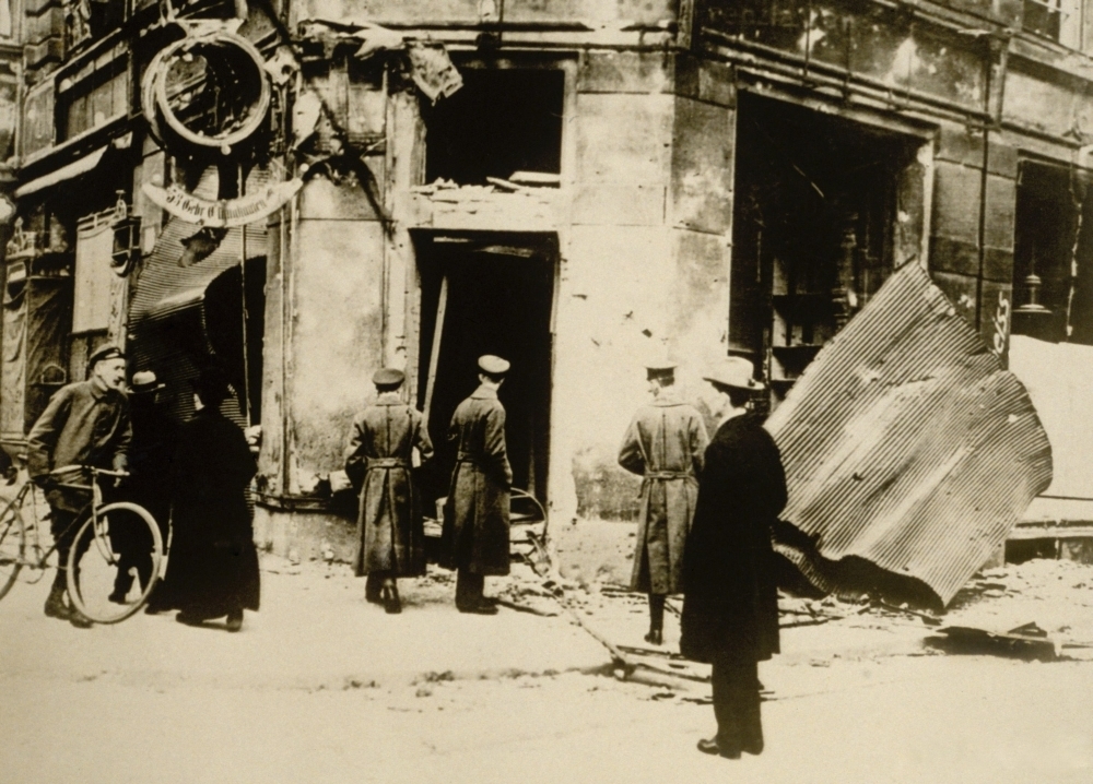 German Men Standing In Front Of A Destroyed Police Station During The ...