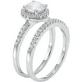 1/2 Carat T.G.W. White Round-Cut CZ and Swarovski Crystal Sterling Silver Halo Bridal Set ...