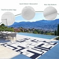 Navy Gray Geometric Stripes Outdoor Rug, Modern Abstract Lines Maze Non ...