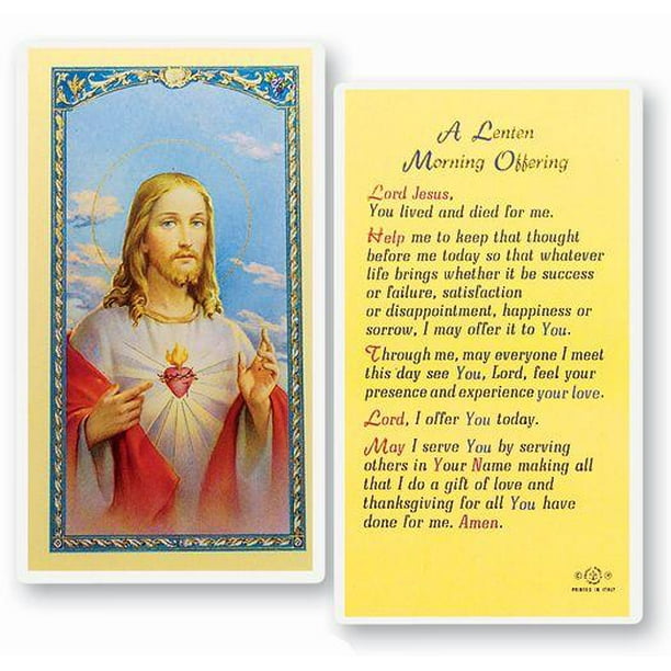 Lenten Morning Offering Laminated Catholic Prayer Holy Card with Prayer ...