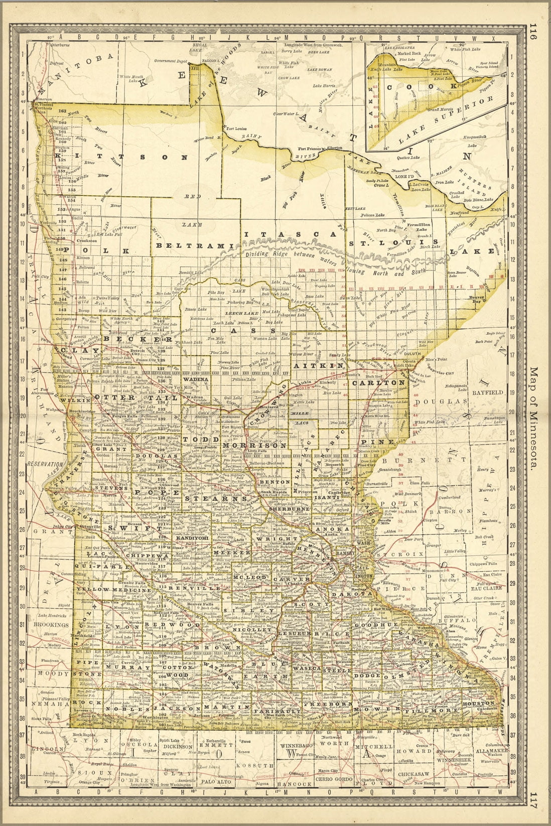 24"x36" Gallery Poster, map of minnesota 1881 - Walmart.com