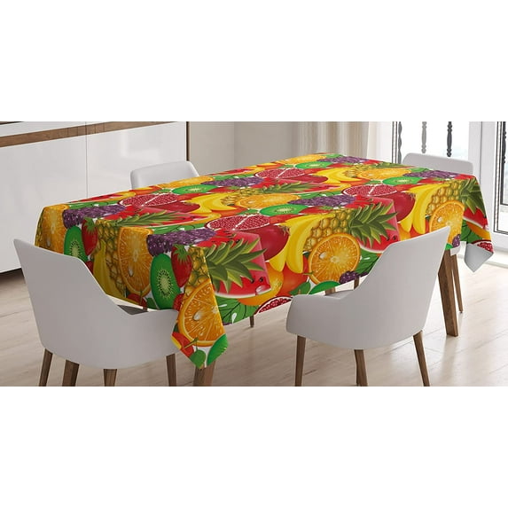 Colorful Tablecloth, Exotic Tropical Fresh Ripe Juicy Fruits Pineapple ...