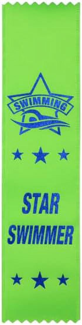 swimming star swimmer (hot green) – 100 economical flat style ribbons ...