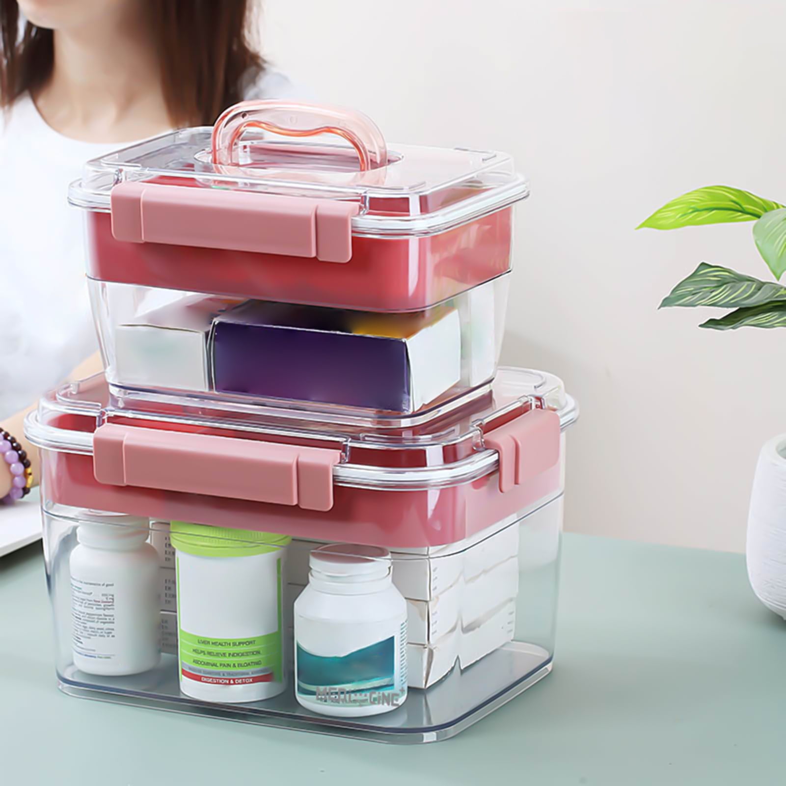 Organizer Case Double Layer Large Capacity Plastic Multifunctional ...