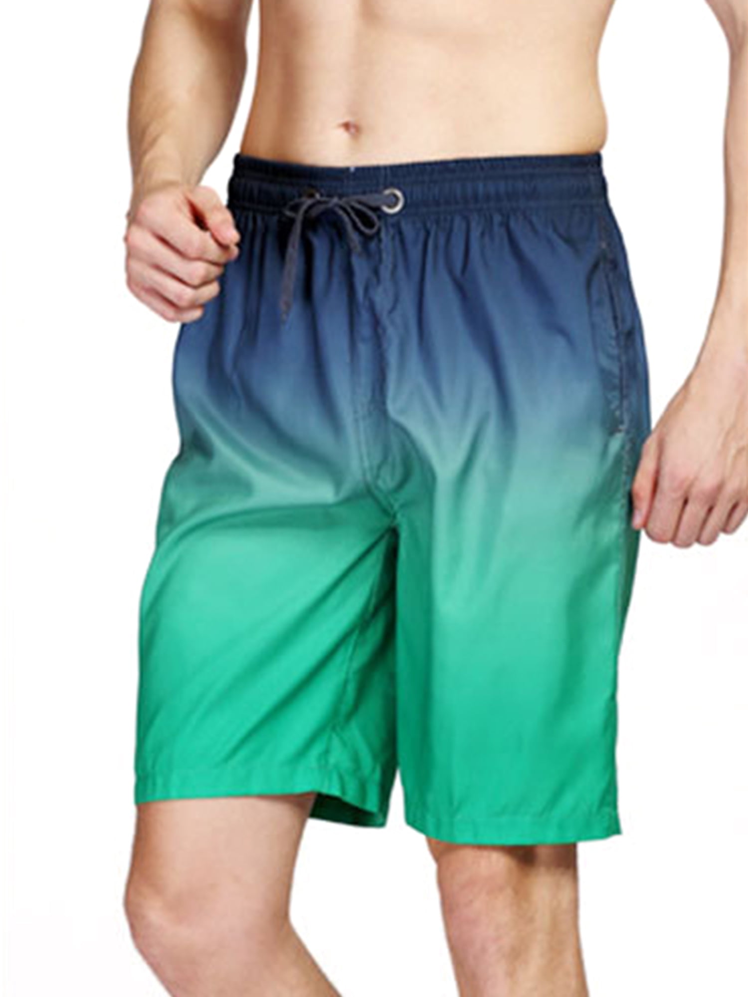 Mens Swimming Swim Shorts Elastic Waist Pockets Surf Summer Gradient