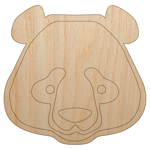 Panda Face Icon Wood Shape Unfinished Piece Cutout Craft DIY Projects ...
