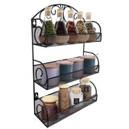 3 Tier Metal Kitchen Spice Rack Countertop Standing Corner Shelf- Black ...