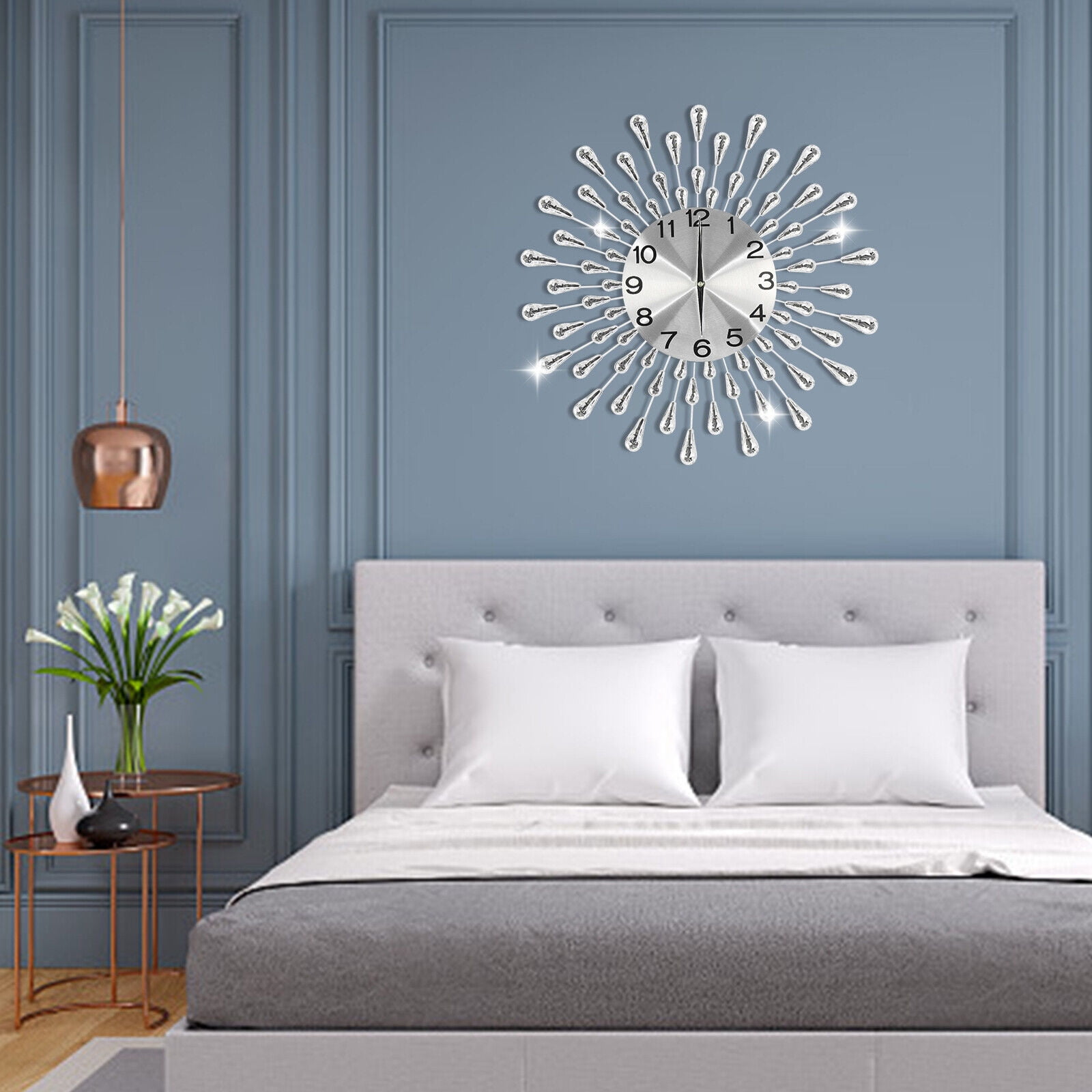19.7" Crystal Large Wall Clock Metal Wall Watch Modern Living Room ...
