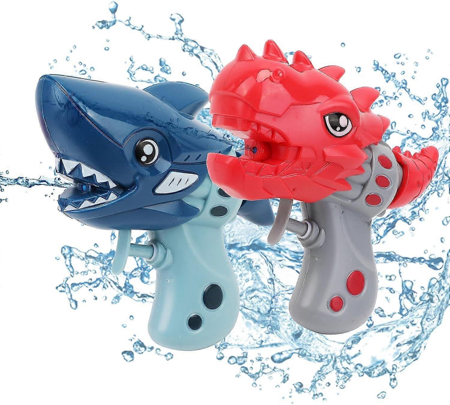 ZHAOCHENG Paquete de 2 pistolas de agua para niños, dinosaurios y tiburones, pistola de agua ...