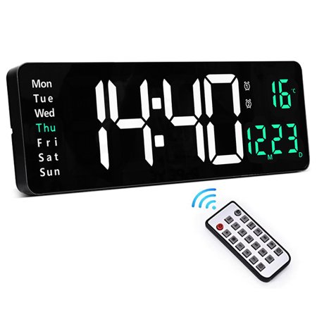 16Inch LED Digital Wall Clock with Remote Control Large Display Count Up and Down Timer 10-Level ...