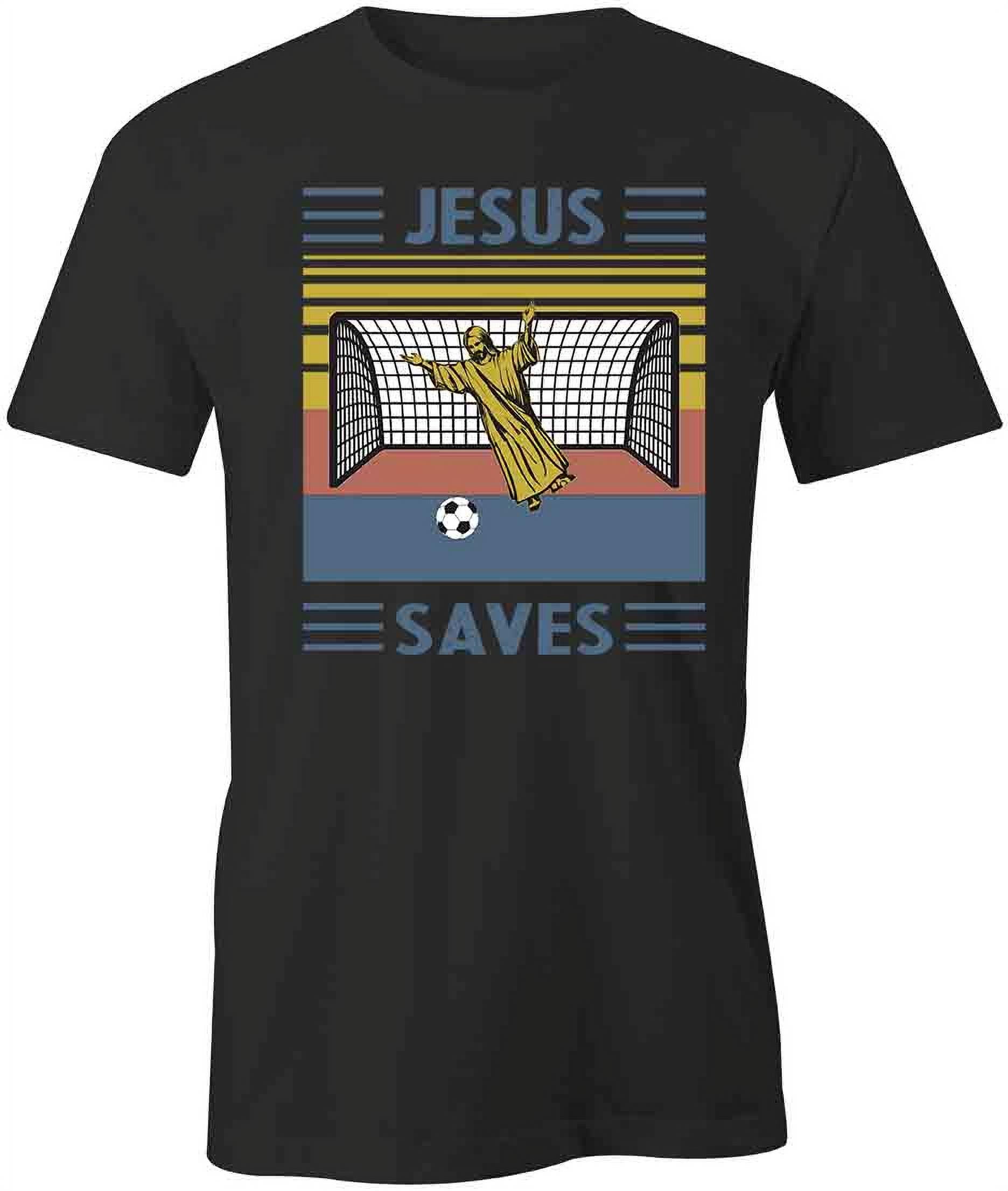 Jesus Saves Soccer T-Shirt | Religious Christian Black Tee Gift ...