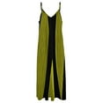 Chartreuse Leaves On Black Sleeveless Dress Women Dresses Beachwear