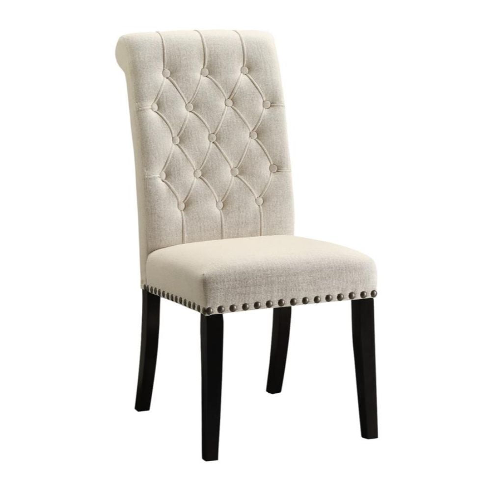 Dining Chairs With Nailhead Trim And Tufted Beige Fabric Upholstery Set
