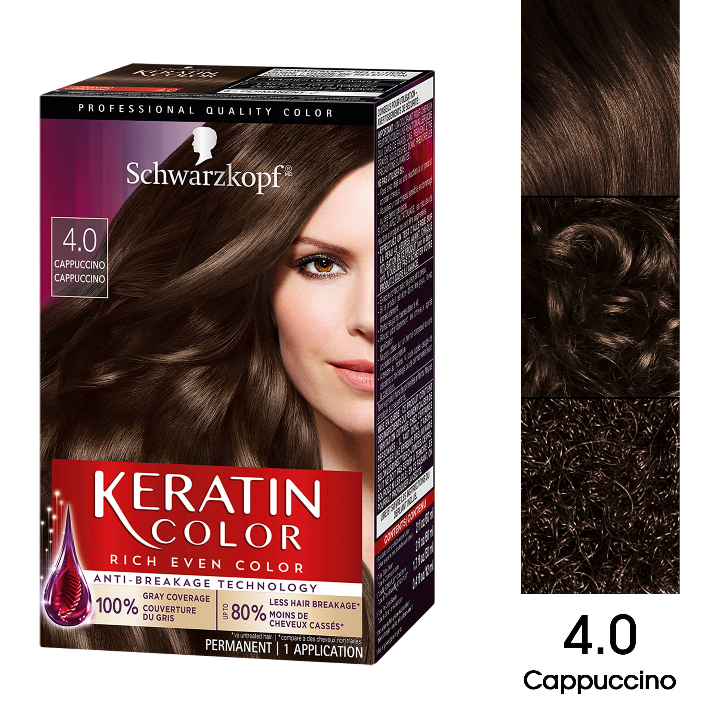 Schwarzkopf Keratin Color Permanent Hair Color Cream, 4.0 Cappuccino ...