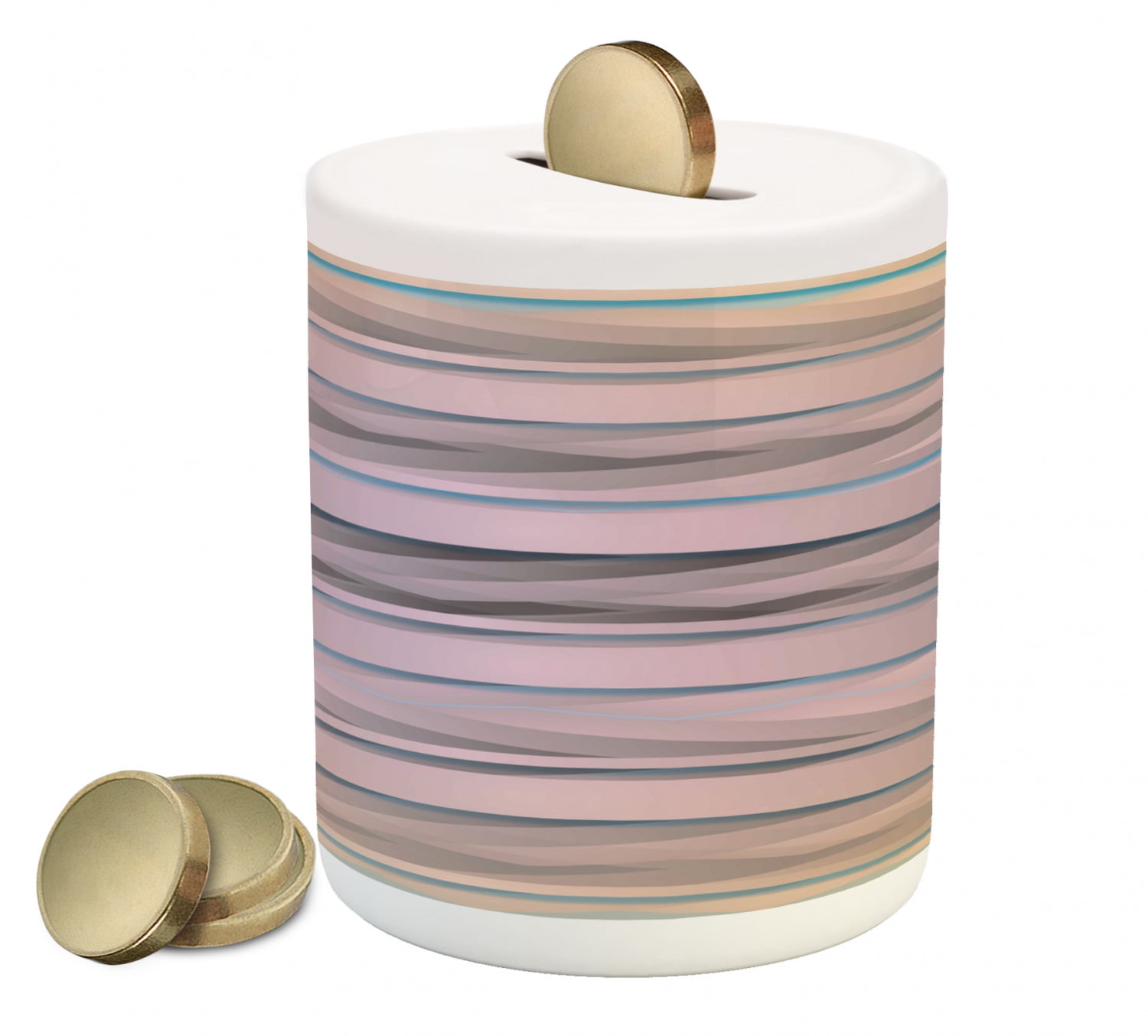 Modern Piggy Bank, Earth Toned Fractured Zig Zag Dimensions Horizontal ...