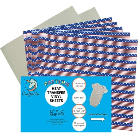 American Flag Pattern HTV Heat Transfer Craft Vinyl for T shirts and ...