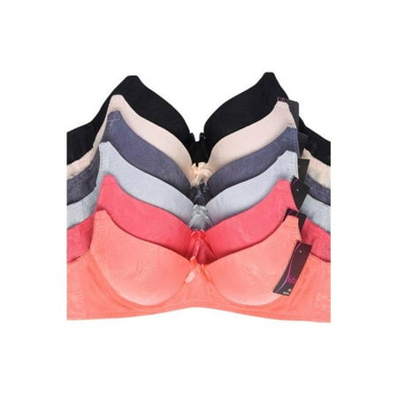 Sofra IN-BR4293J-38C Womens Jacquard Full Cup Bra, Assorted Color ...