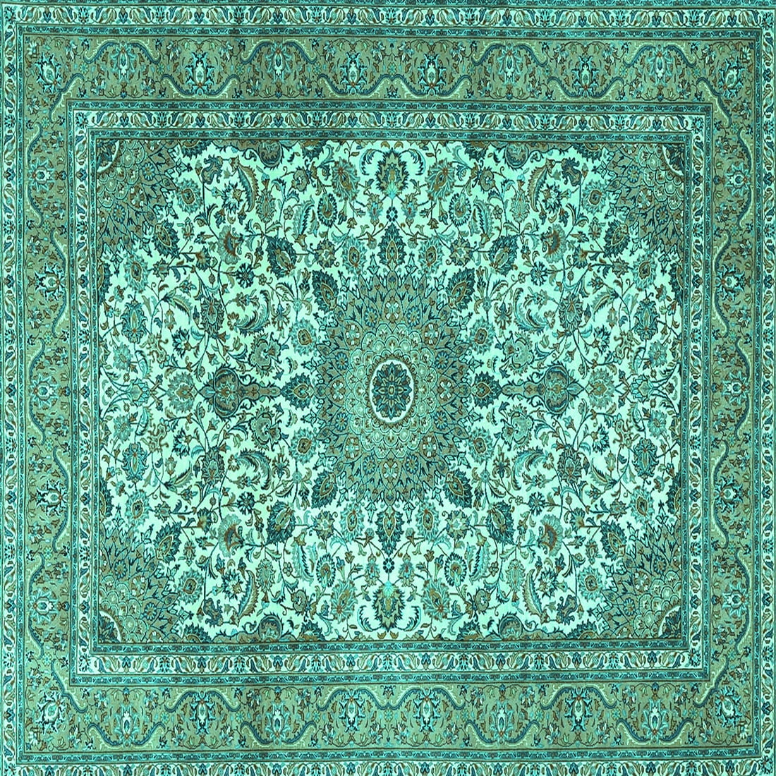 Ahgly Company Machine Washable Indoor Square Persian Turquoise Blue ...