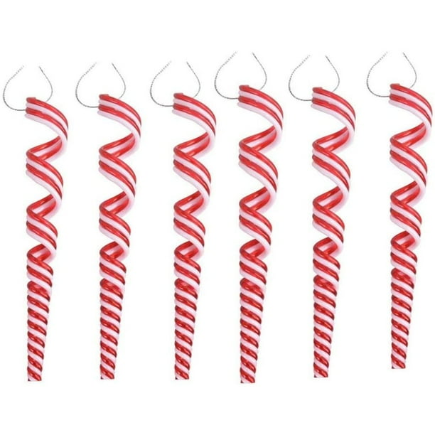 6pcs Christmas Candy Cane, Christmas Tree Ornaments Plastic Candy Canes ...