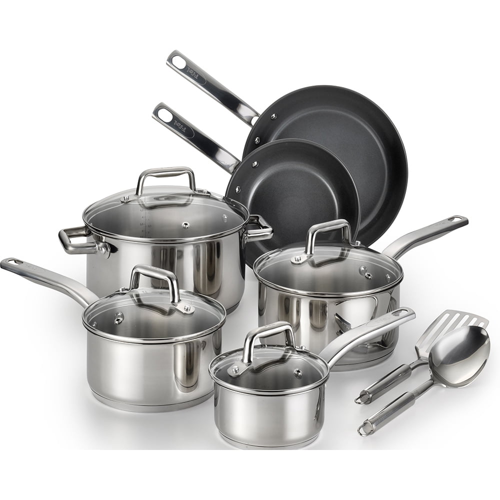 T-fal Precision Ceramic Stainless Steel 12-Piece Cookware Set - Walmart ...