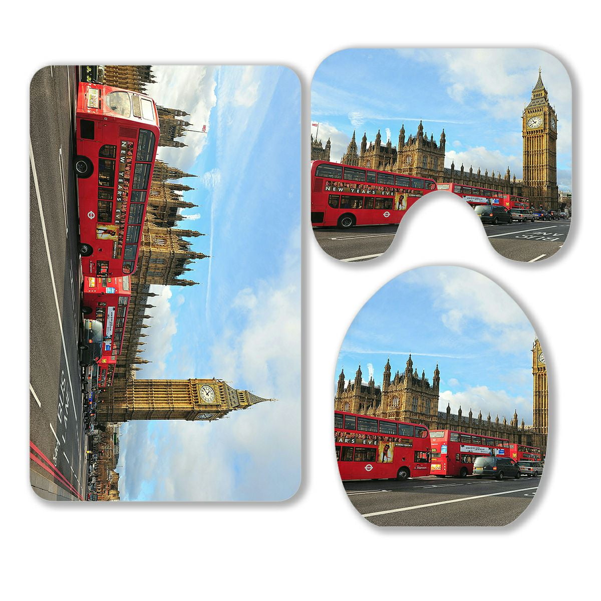 ABPHQTO London Buses With Big Ben London England 3 Piece Bathroom Rugs ...