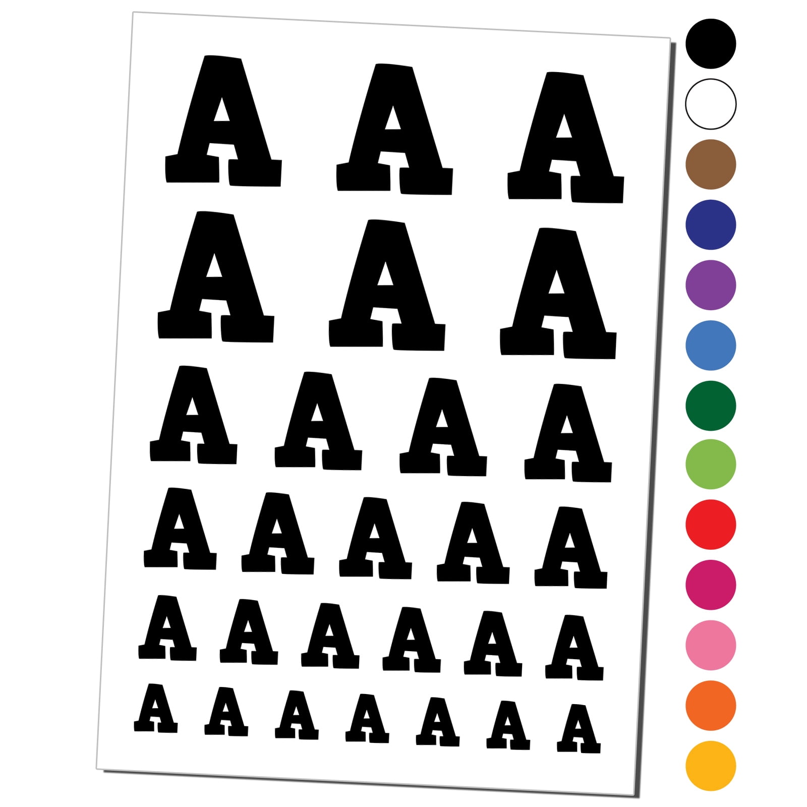 Letter A Uppercase Fun Bold Font Water Resistant Temporary Tattoo Set ...
