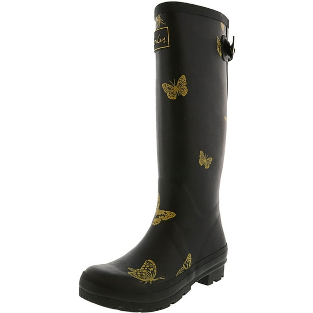 Joules - Joules Women's Welly Print Black Butterfly Knee-High Rubber ...