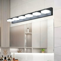 Miniyam LED Bathroom Vanity Light, 6-Light Black Wall Fixture with ...