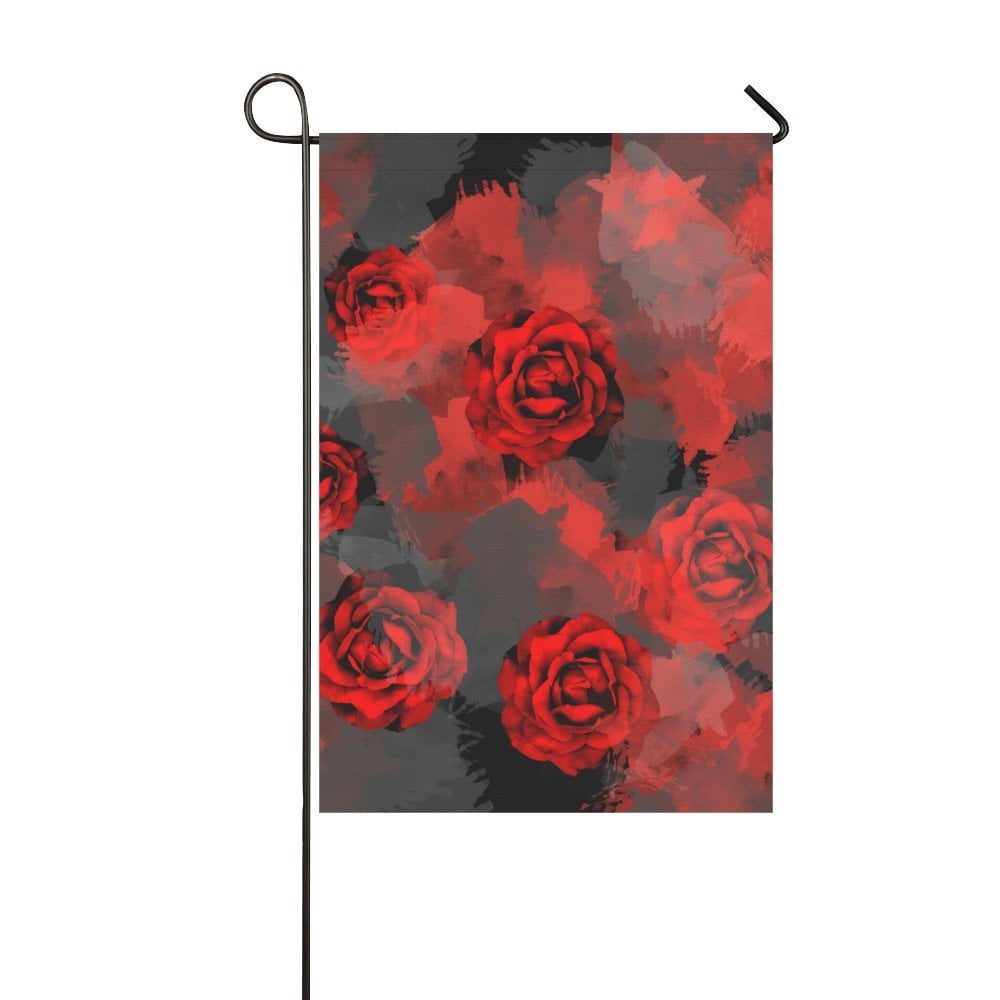 MYPOP Dark Roses Outdoor Decorative Flag Garden Flag 12x18 inches ...