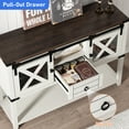 Farmhouse Rustic 46'' Entryway Table with Sliding Doors & Drawer ...