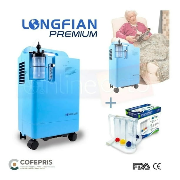 Concentrador De Oxigeno 5 Litros Longfian + Inspirómetro Longfian R ...