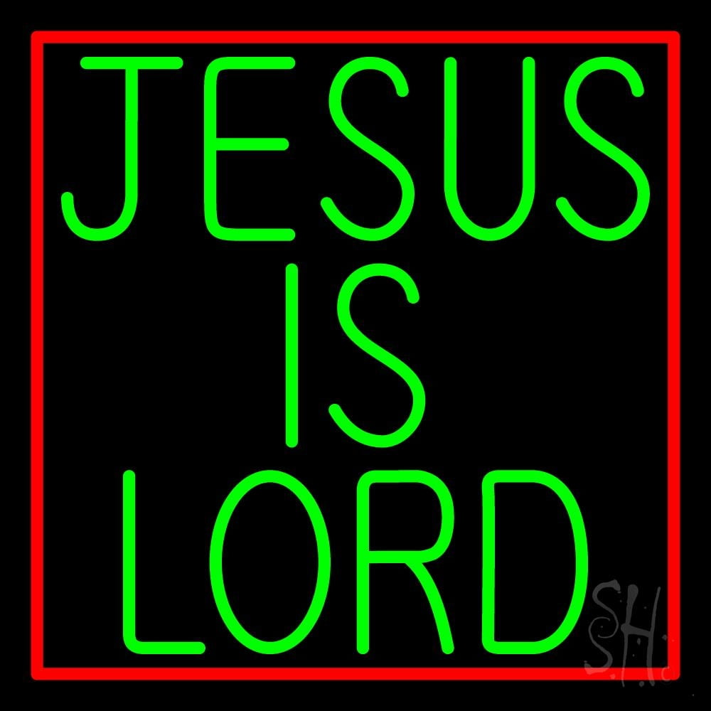 Green Jesus Is Lord LED Neon Sign 16" Tall x 16" Wide - inches Black ...