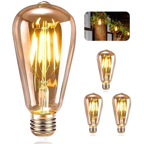 3 PiecesLED Edison Bulbs, E27 LED Bulbs Retro Decorative Lights Retro ...