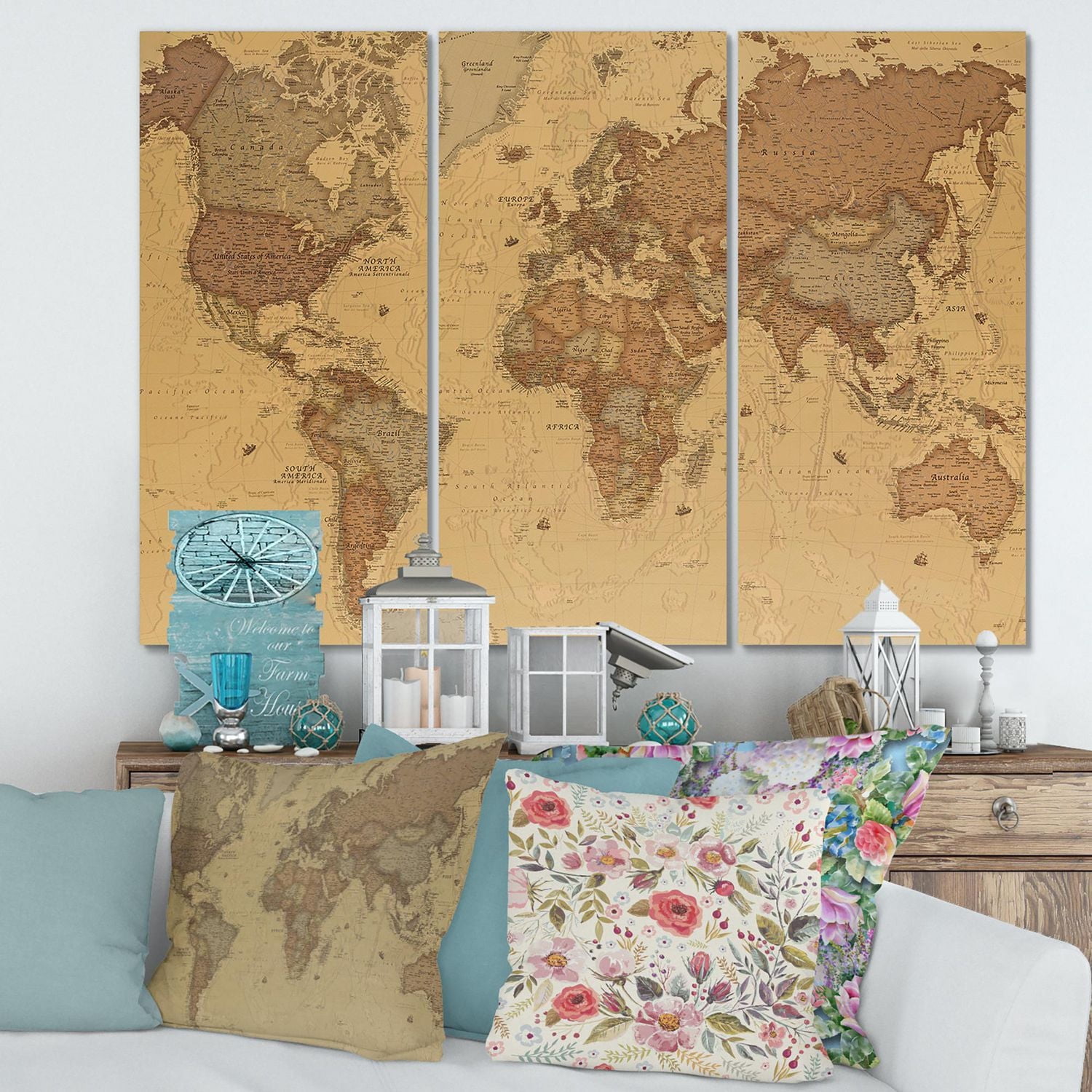 Click here for Designart Ancient Map Of The World Iii Canvas Wall... prices