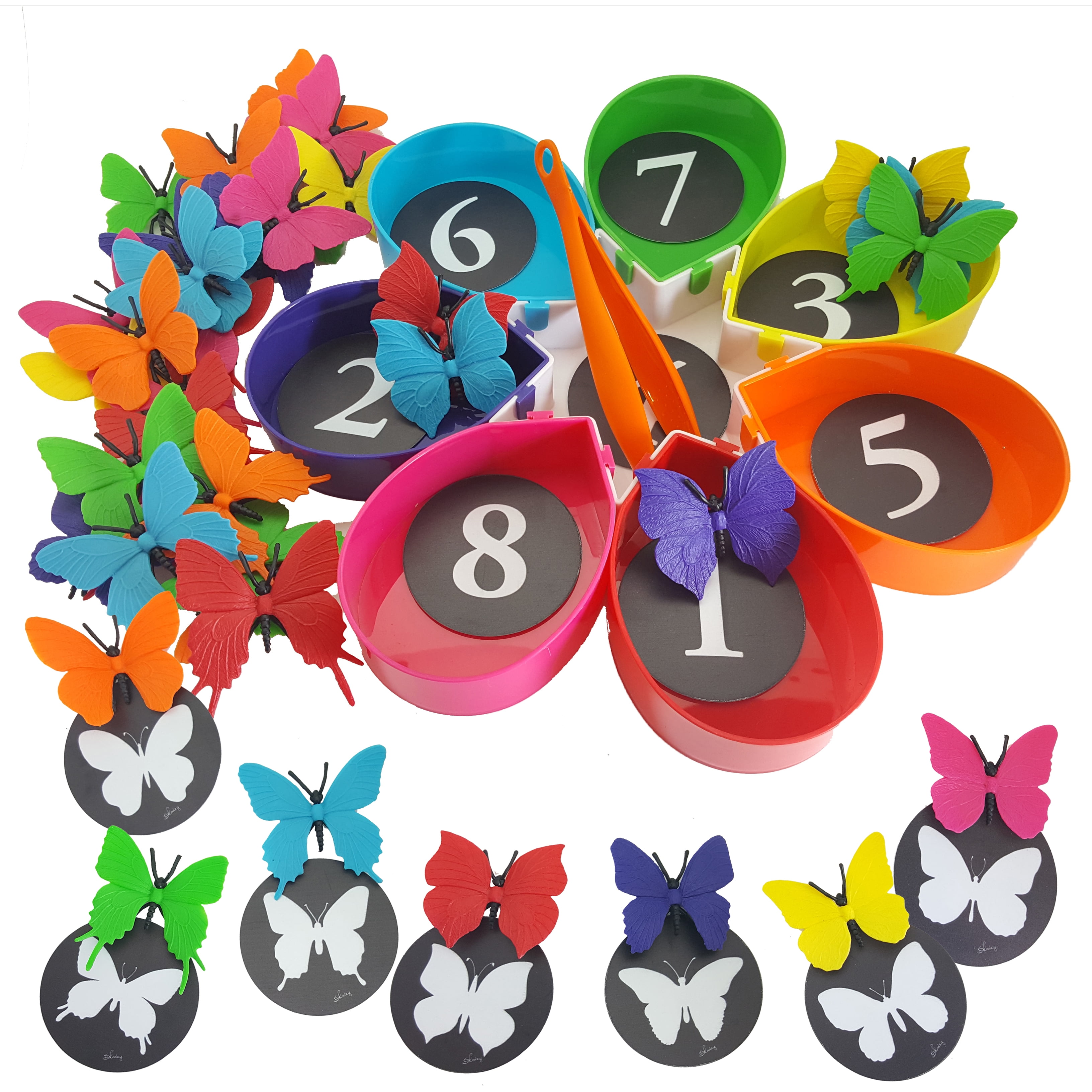 Skoolzy Rainbow Counting Butterflies with Matching Sorting Cups ...