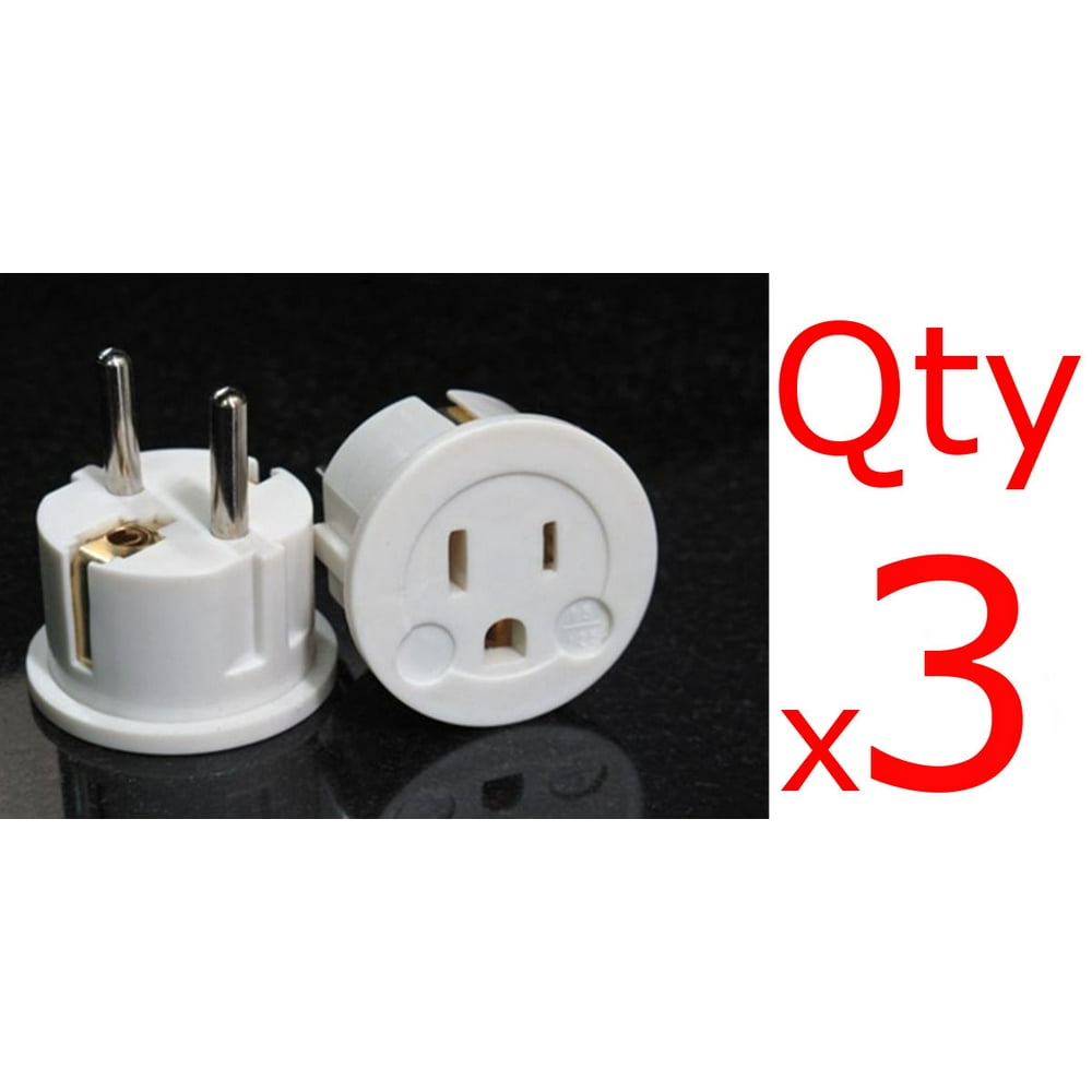 3 Pack of European Schuko Plug Adapter USA to Europe / Asia US TO EU ...