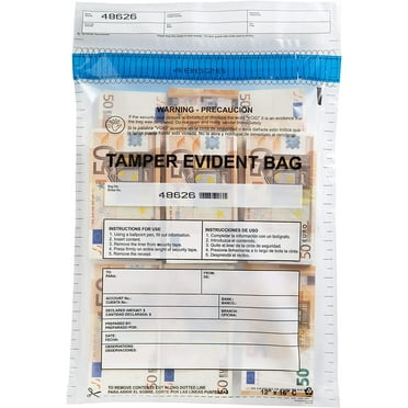 PM Company SecurIT Plastic Money Bags, Tamper Evident, 9 x 12, White ...