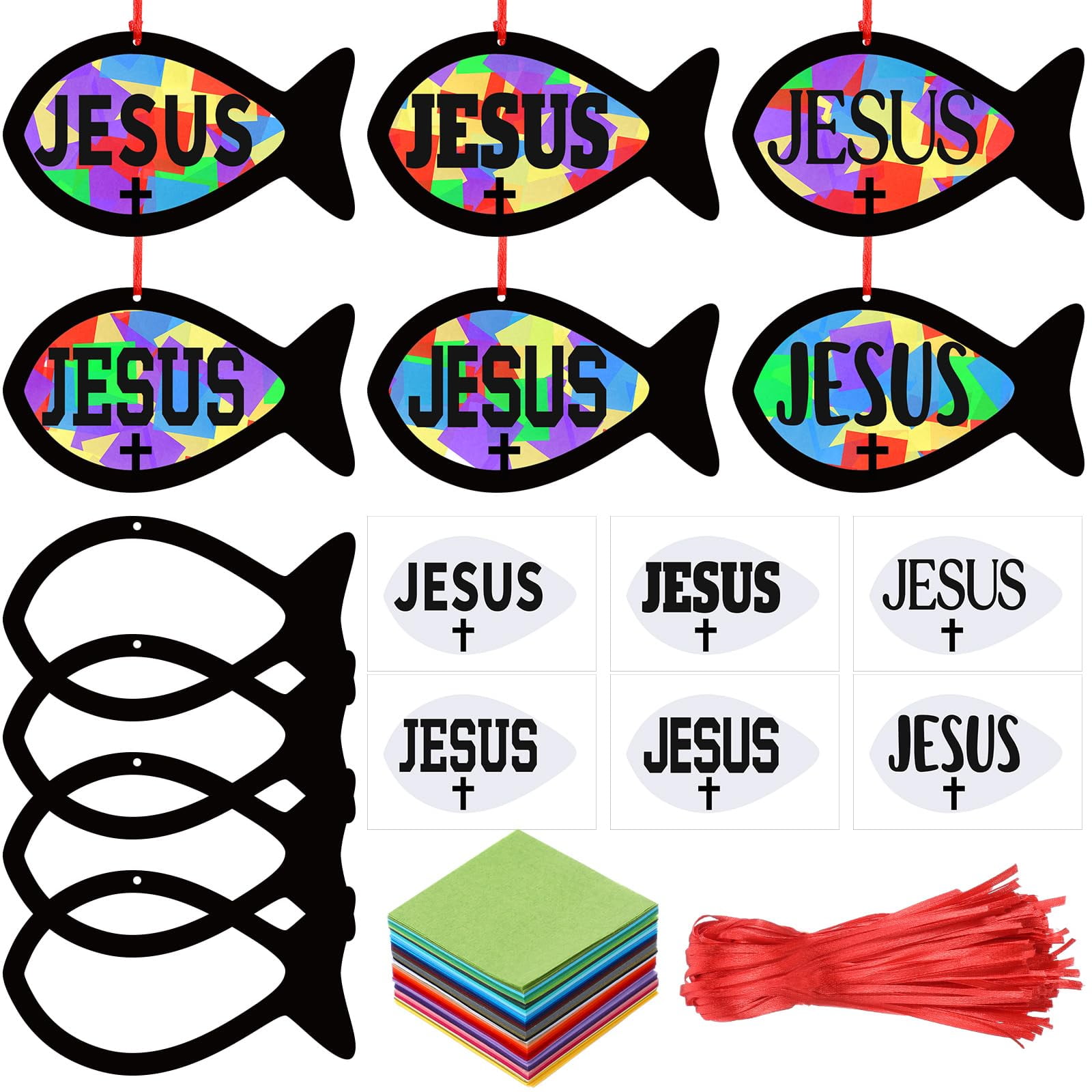 Juego de 24 juegos de papel de seda Craft Kit Sinload Faith Fish Cross ...