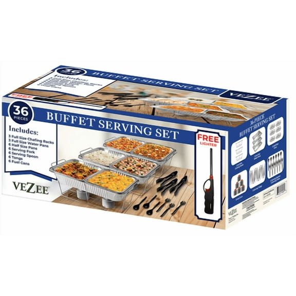 Set of 36-Piece Disposable Chafing Dish Set - Half-Size Buffet Food ...