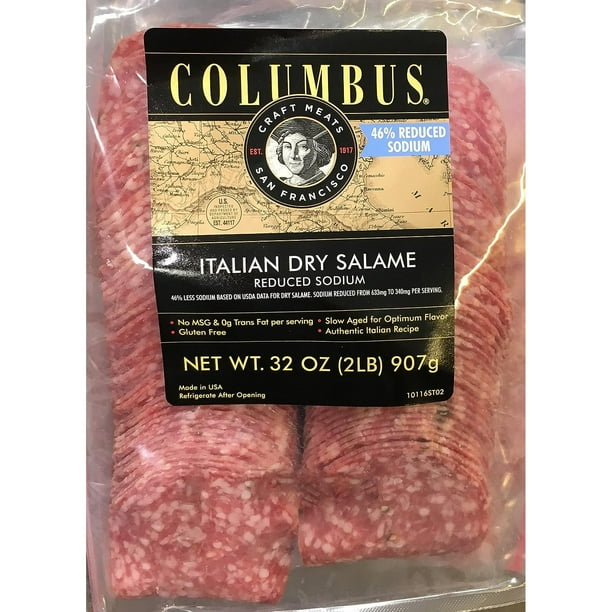 32oz Columbus Italian Dry Salami, Reduced Sodium, Sliced, Pack of 1 ...